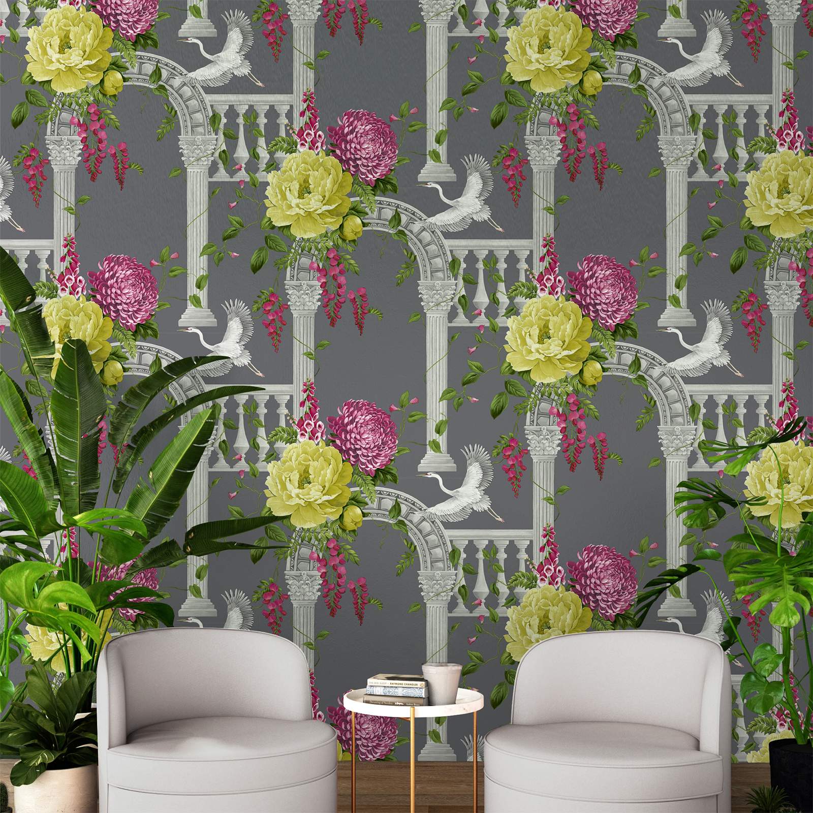 Corinthia Archway Charcoal Wallpaper 240 | 240