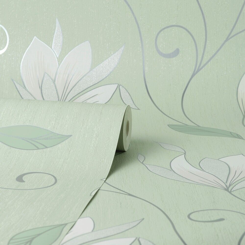 Synergy Floral Green Vinyl Wallpaper M1739 | M1739