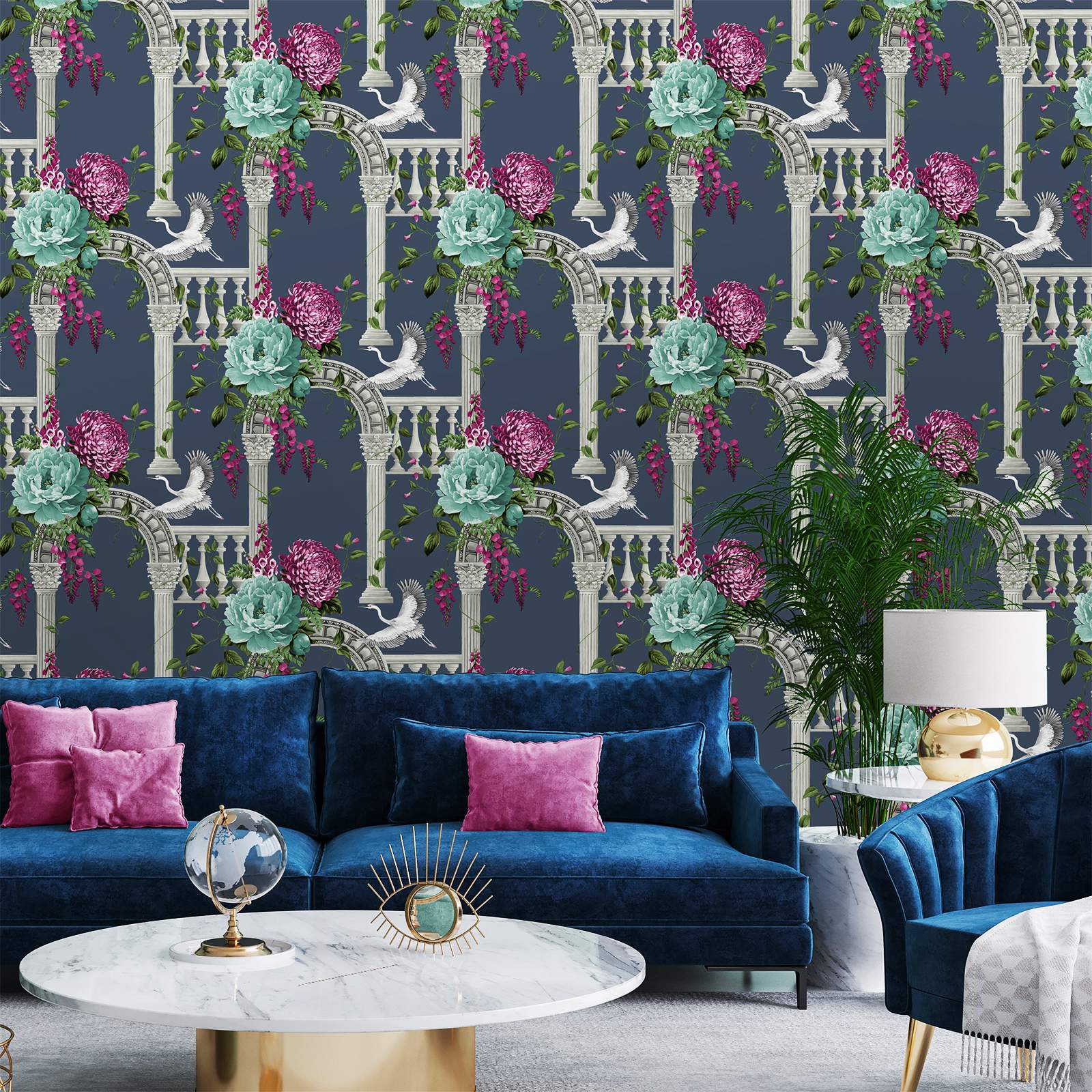 Corinthia Archway Navy Wallpaper 241 | 241