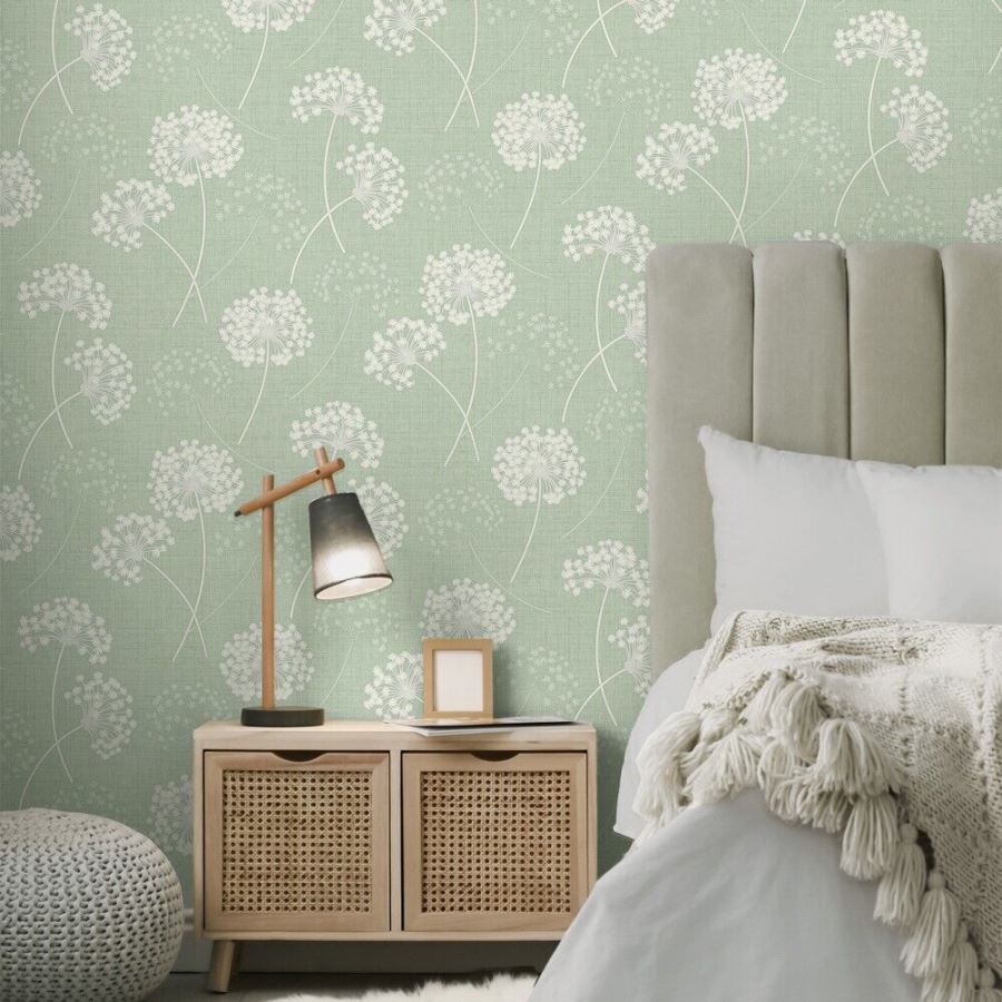 Grace Allium Green Metallic Floral Texture Wallpaper FD43282 | FD43282
