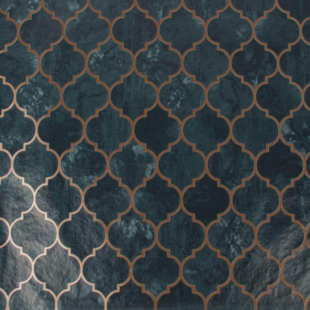 Tegula Tile Copper Geo | Geometric Copper Wallpaper | 112643