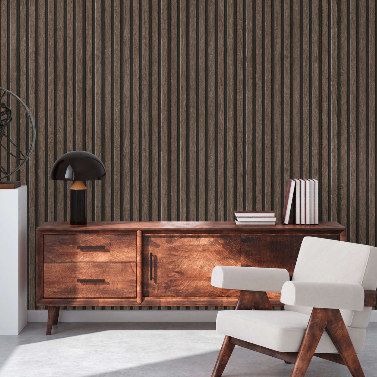 Acoustic Panels Jacobean Brown Ultra Realistic Satin Fleece Wallpaper ...