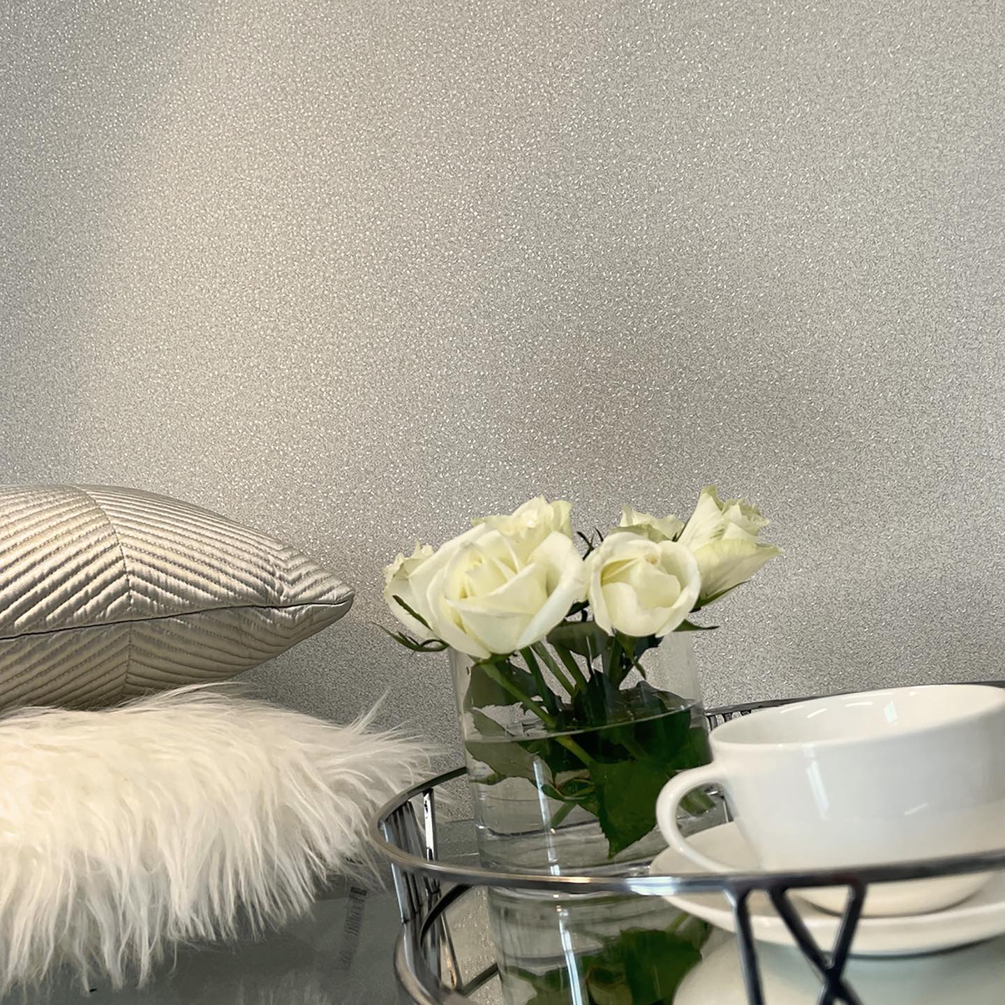 Valentino Shimmering Sequinned Texture Grey Luxury Vinyl Wallpaper 1930 ...