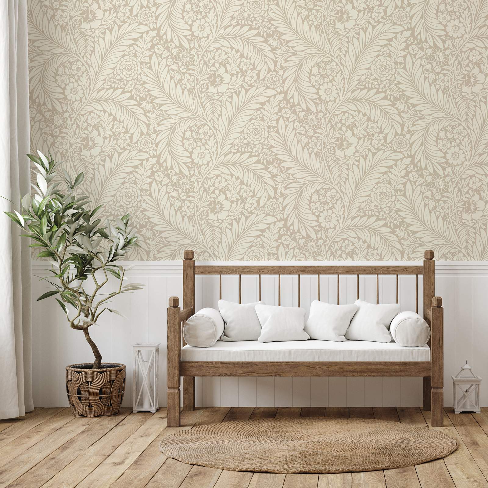 Belgravia Florence Natural Floral Cream Leaf Wallpaper 722 | 722