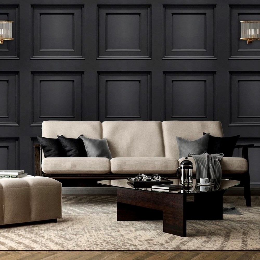 Amara Panel Black | Belgravia Amara Panel Wallpaper | BD7378