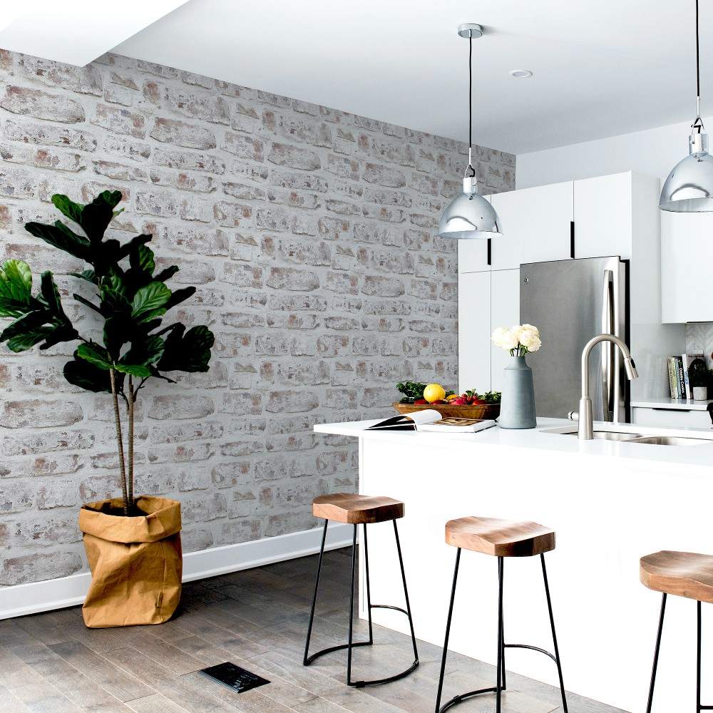 White Washed Wall White Brick Effect Wallpaper 671100 | 671100